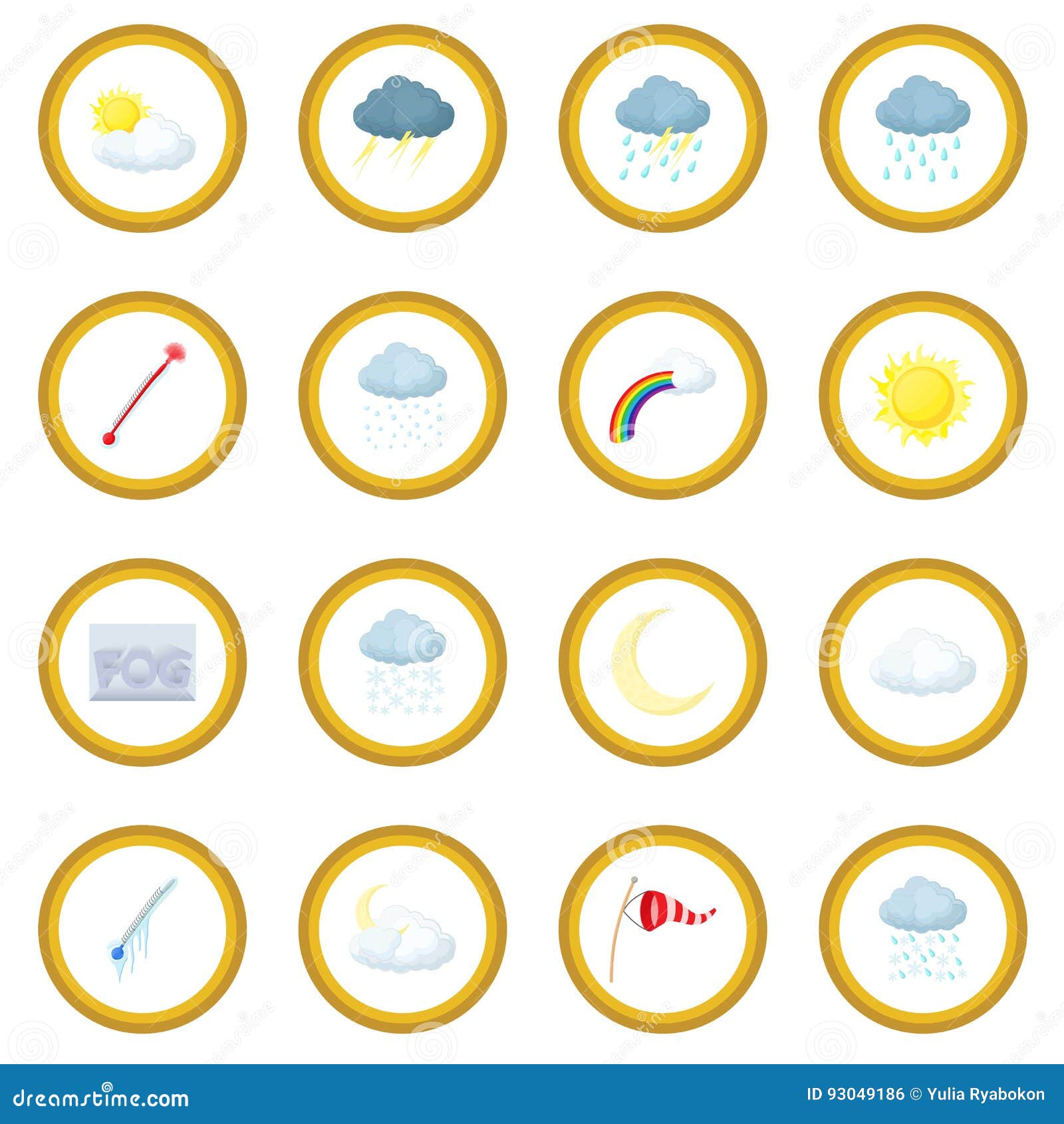 Weather set icon circle stock vector. Illustration of rainy - 93049186