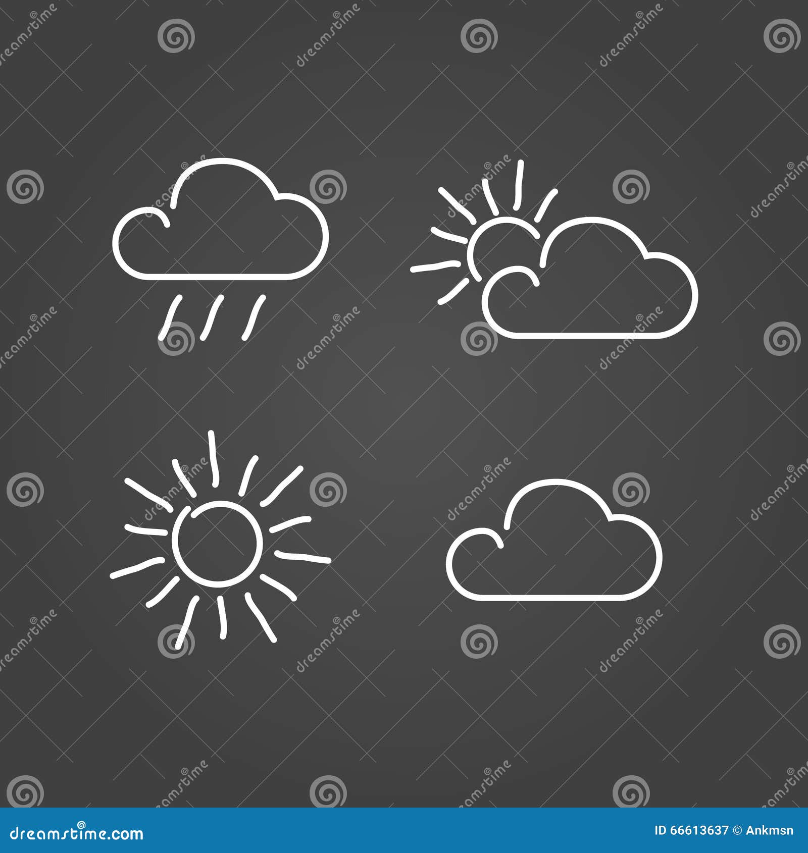 Weather Set Icons Draw Effect Stock Vector - Illustration of simplicity ...