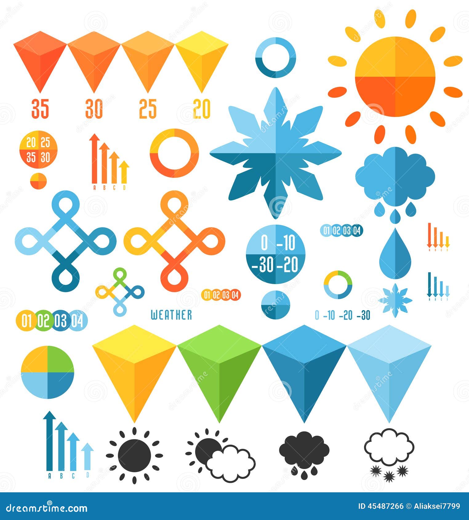 Weather. Set of Infographics Elements Stock Vector - Illustration of ...
