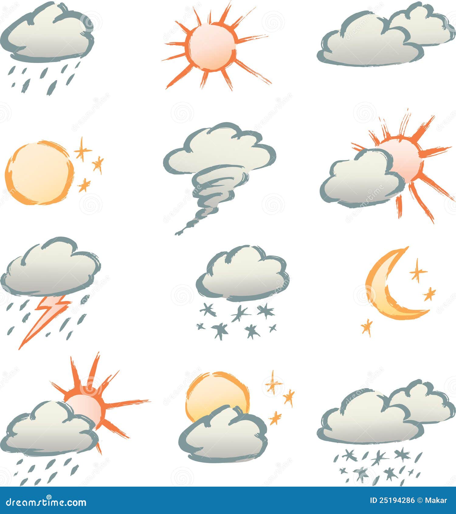 Weather signs stock vector. Illustration of tornado, clouds - 25194286