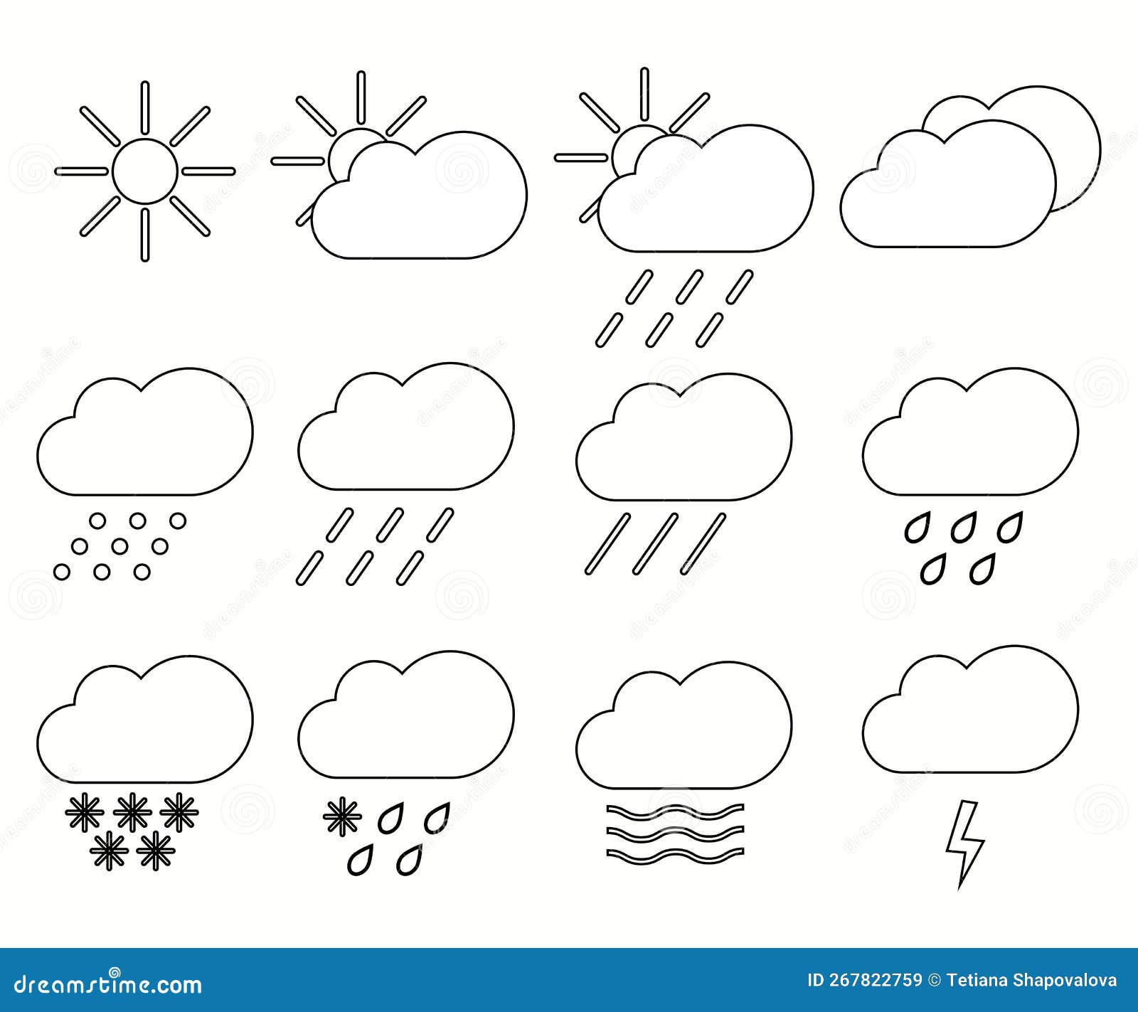Weather Simple Black Color Flat Icons Set Stock Vector - Illustration ...