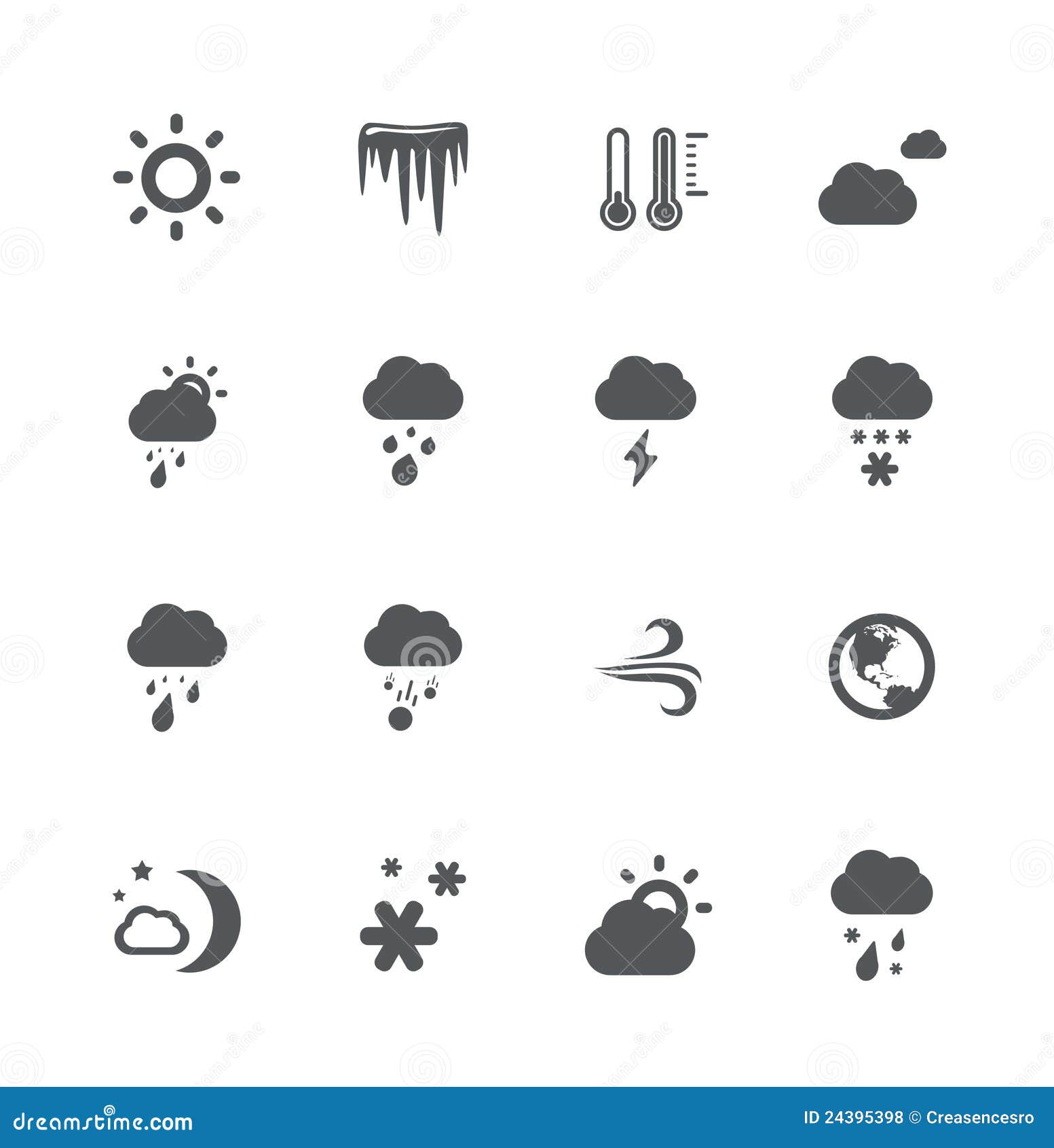 Weather simple icons stock vector. Illustration of snowing - 24395398