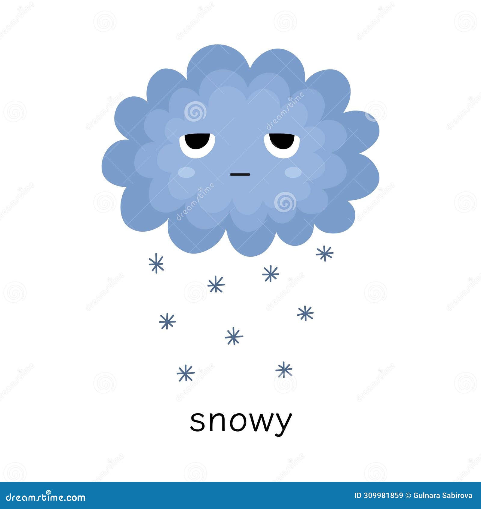 Snowy Print for Kids with a Cute Cloud and Snowflakes. Learning Weather ...