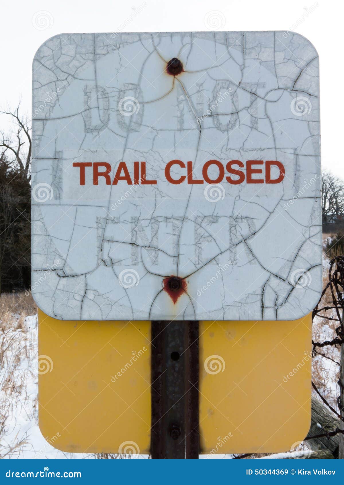 Trail Closed. Entry Prohibited. No Trespassing. Sign Posted On A Fence ...
