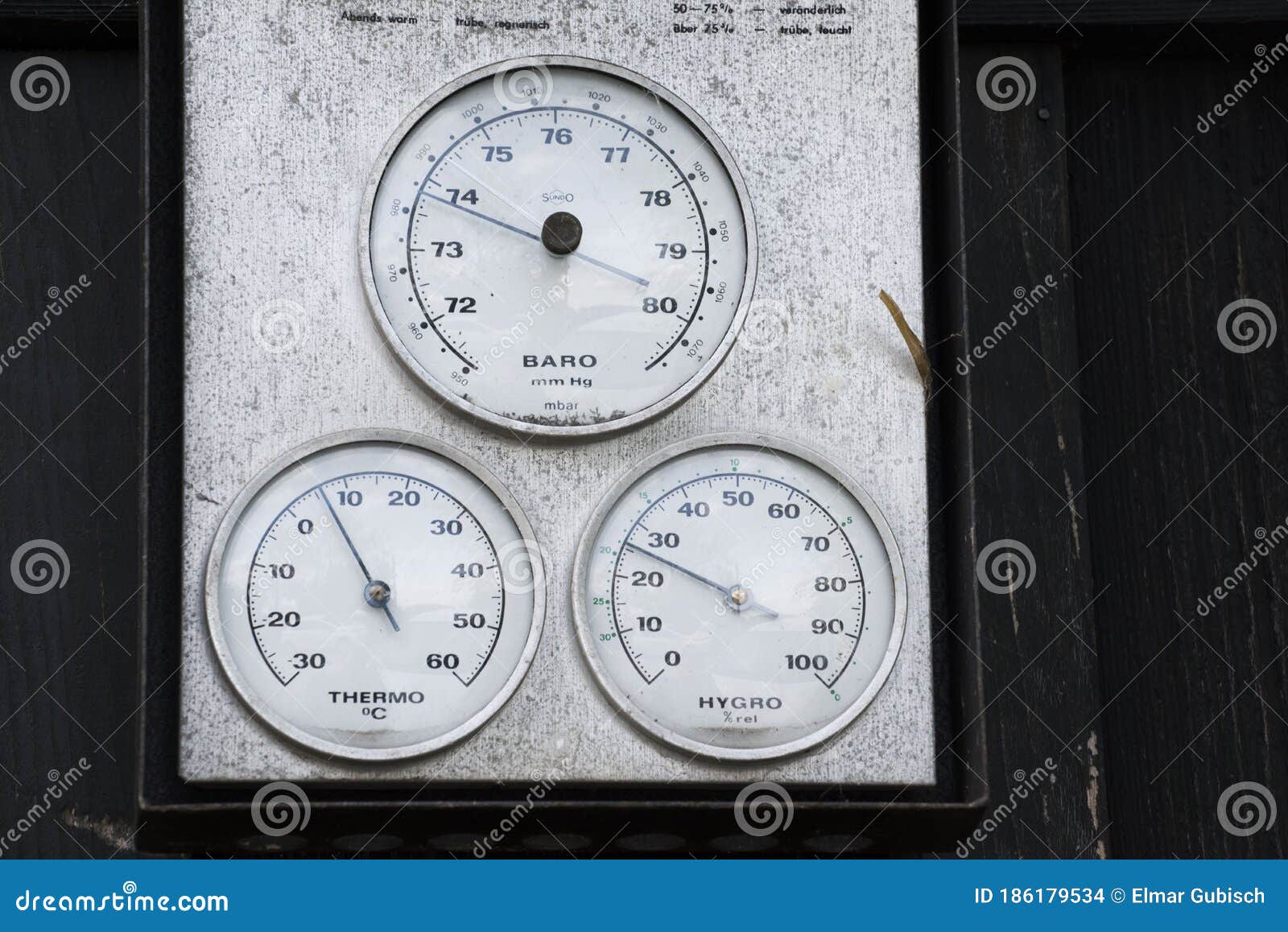Weather Station with Barometer, Thermometer and Hygrometer Stock Photo ...