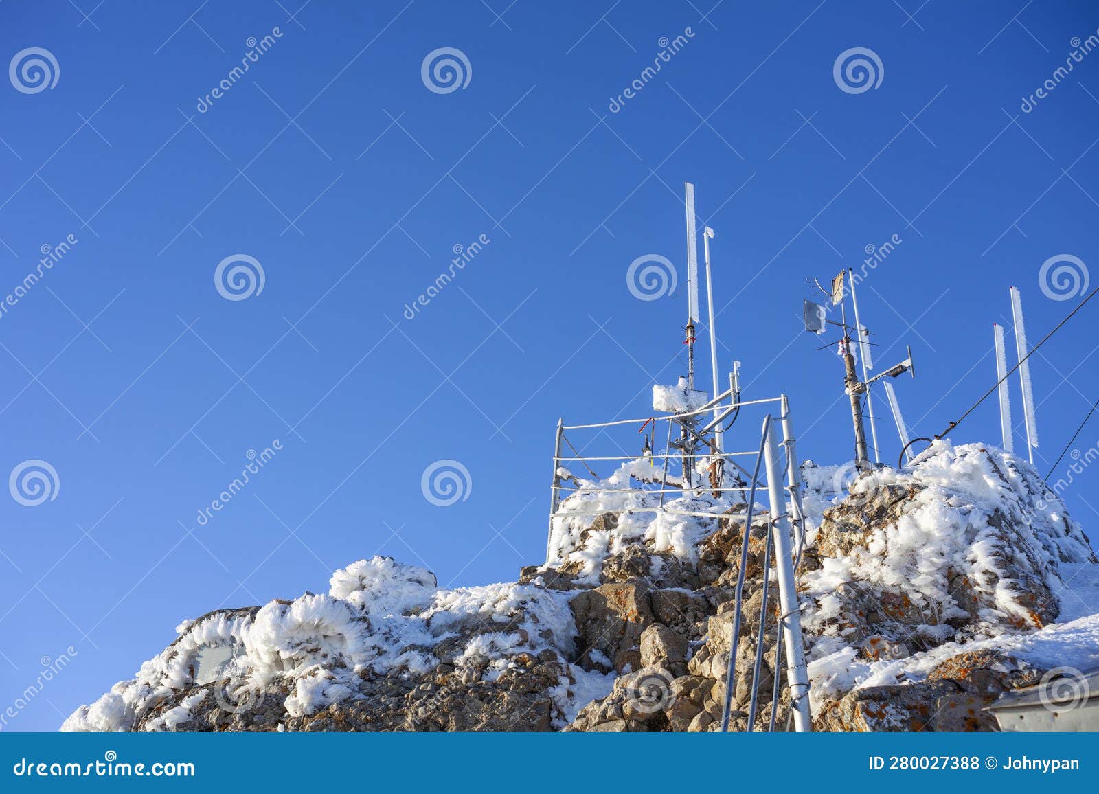 Weather Station Instruments with Blue Sky Stock Photo - Image of ...