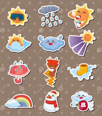 Weather stickers stock vector. Illustration of cartoon - 26517926