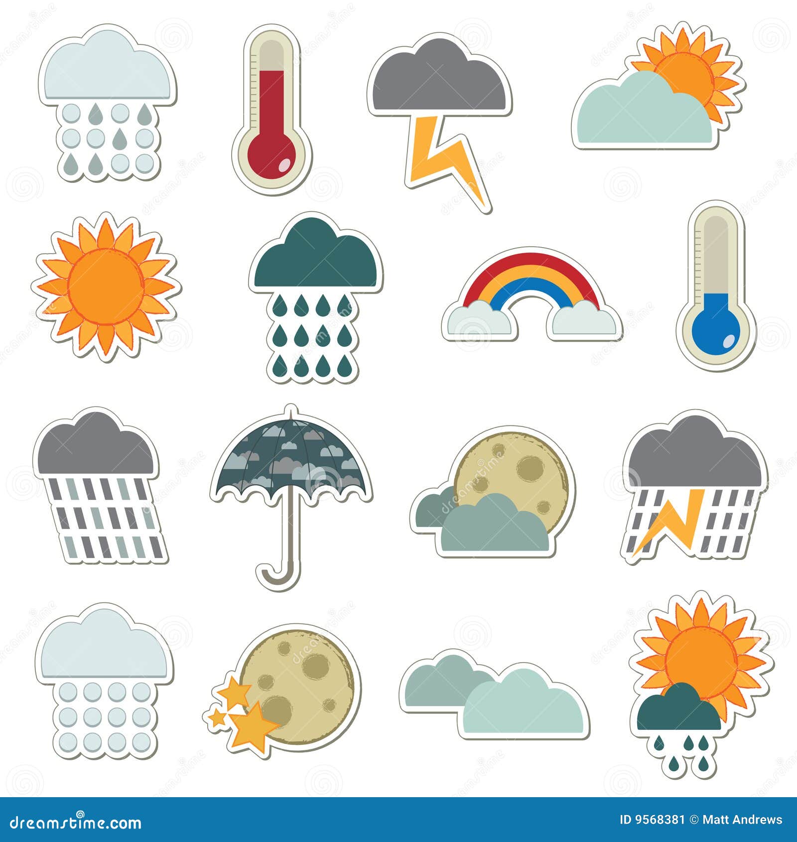 Weather stickers stock vector. Illustration of cloudy - 9568381