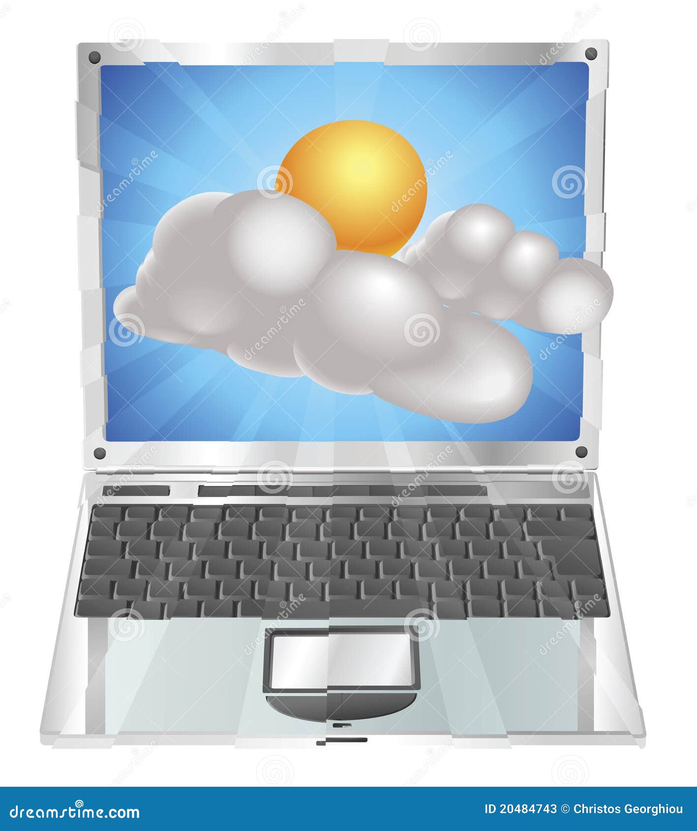 Weather Sun and Cloud Icon Laptop Concept Stock Vector - Illustration ...