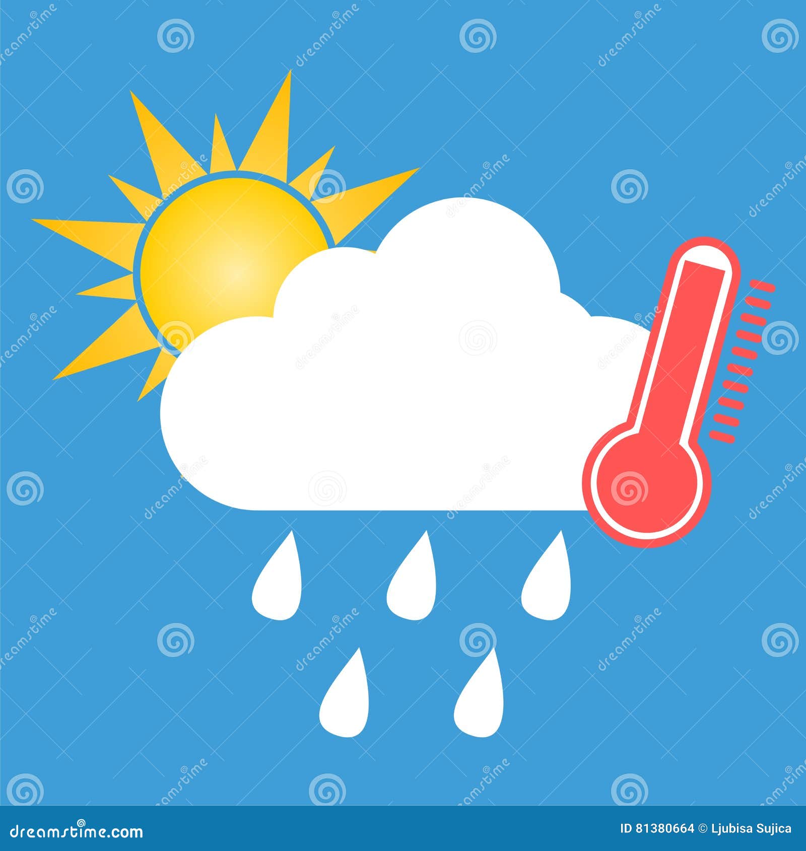 Weather Symbol Hot and Rain Stock Vector - Illustration of icon, snow ...