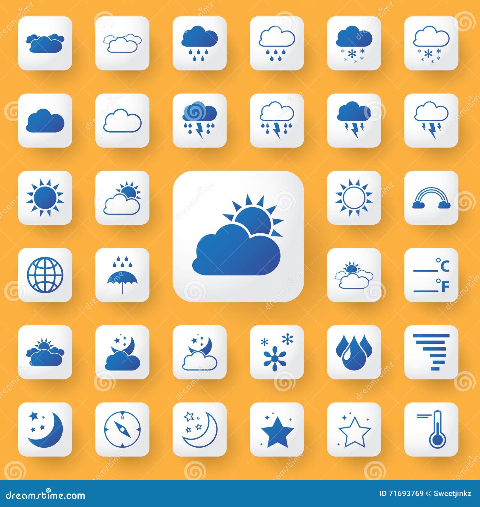 Weather Symbol and Icon Application Set. Vector Illustration. Stock ...