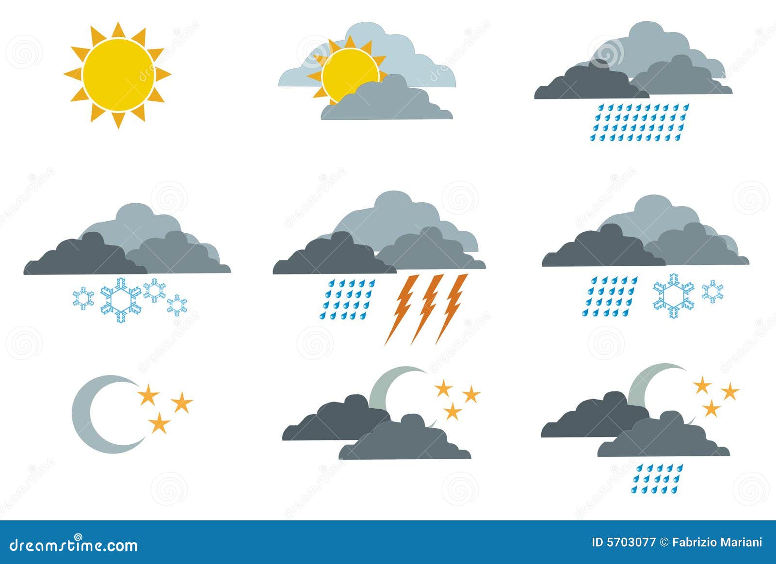 Meteorological Symbols Set Clipart And Illustrations