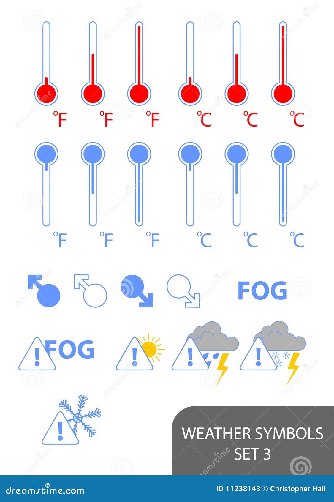 Weather Symbols stock vector. Illustration of thermometer - 11238143