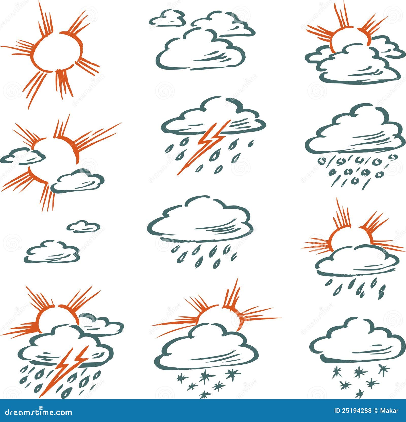 Weather symbols stock vector. Illustration of warmness - 25194288