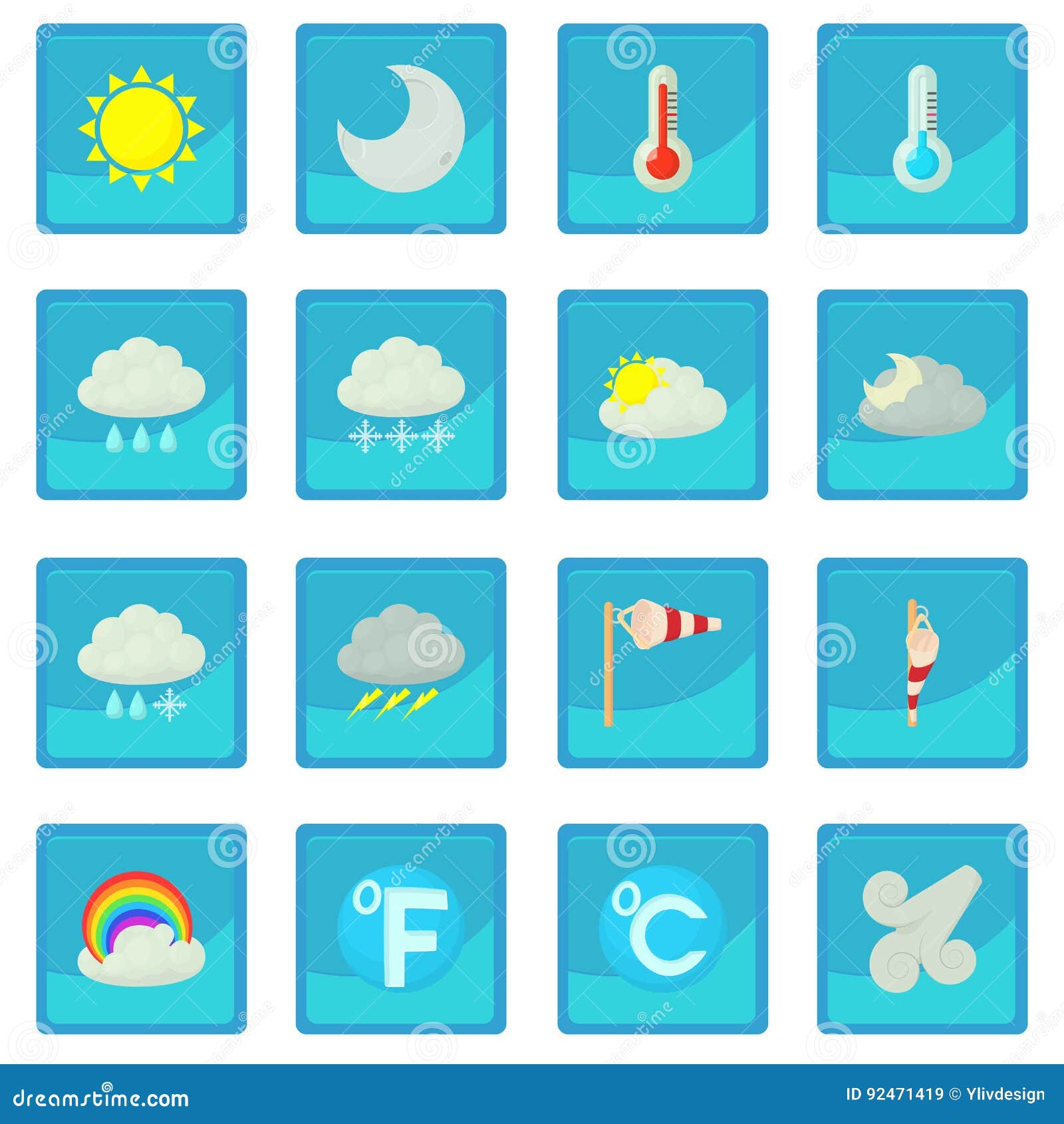 Weather Symbols Icon Blue App Stock Vector - Illustration of cold ...
