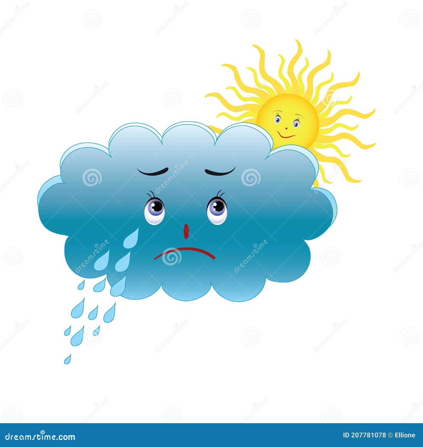 Weather Symbols of Sad Cloud and Happy Sun. Stock Vector - Illustration ...
