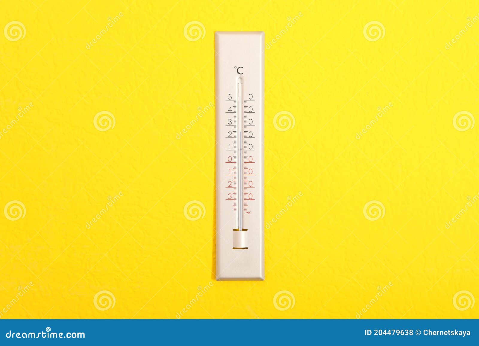Weather Thermometer Hanging on Bright Yellow Wall Stock Photo - Image ...