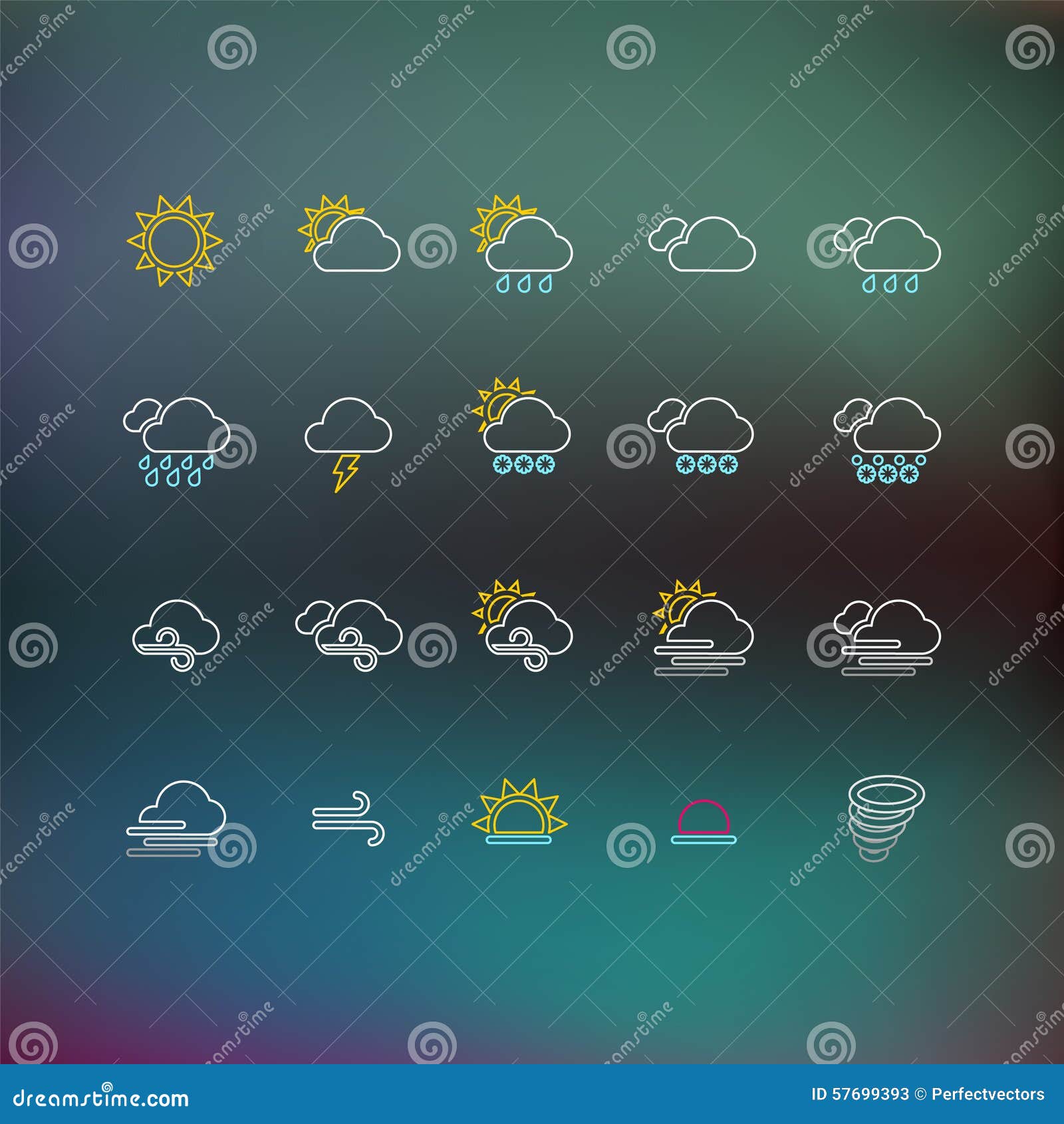 Weather Thin Line Icons stock vector. Illustration of bolt - 57699393