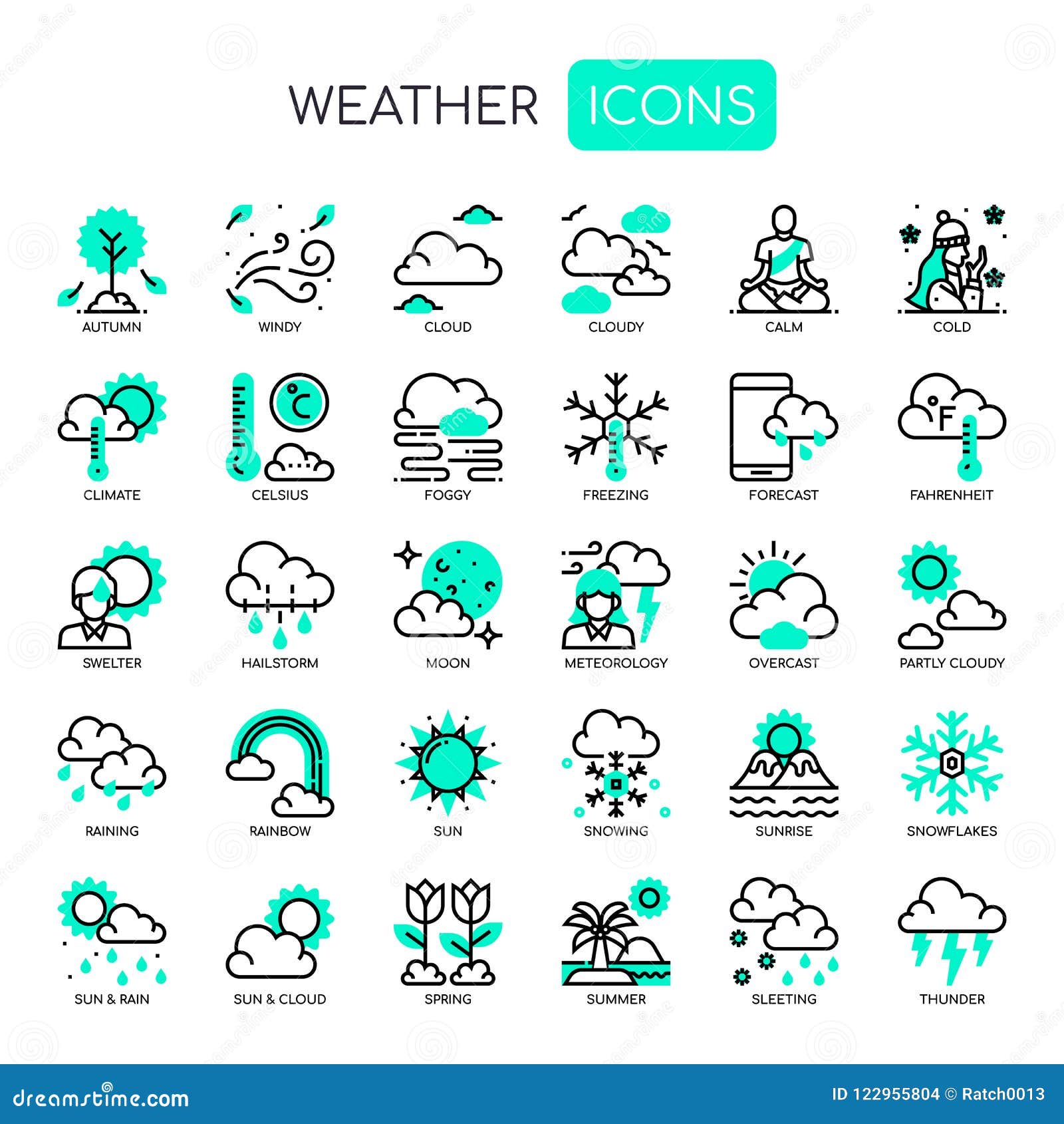 Weather , Pixel Perfect Icons Stock Vector - Illustration of cloudy ...