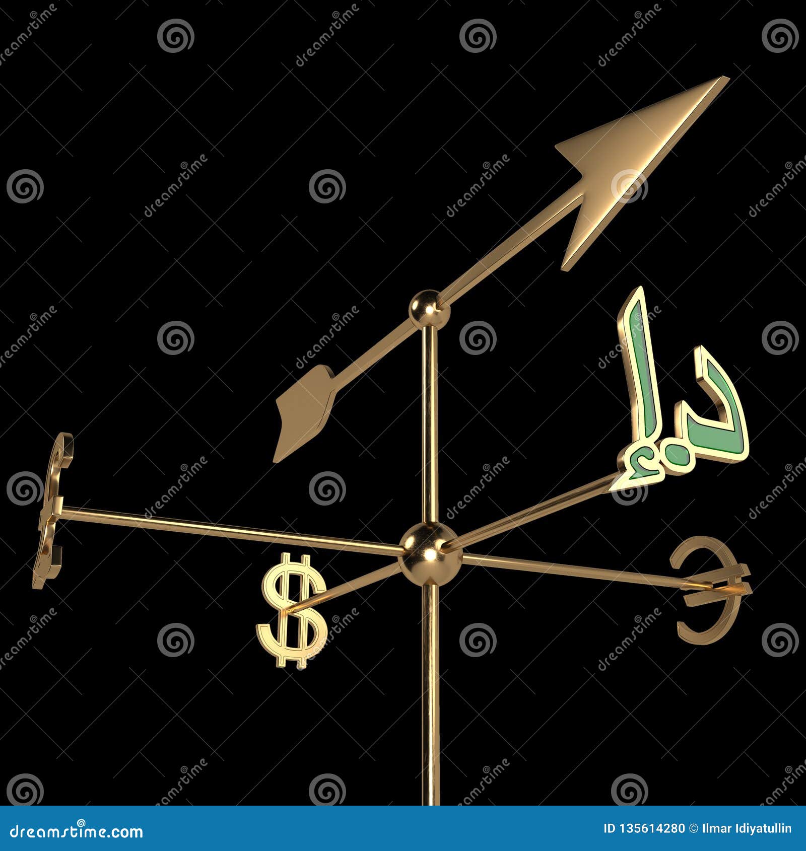 Weather Vane With Currency Signs Of Different Countries. The Cursor ...