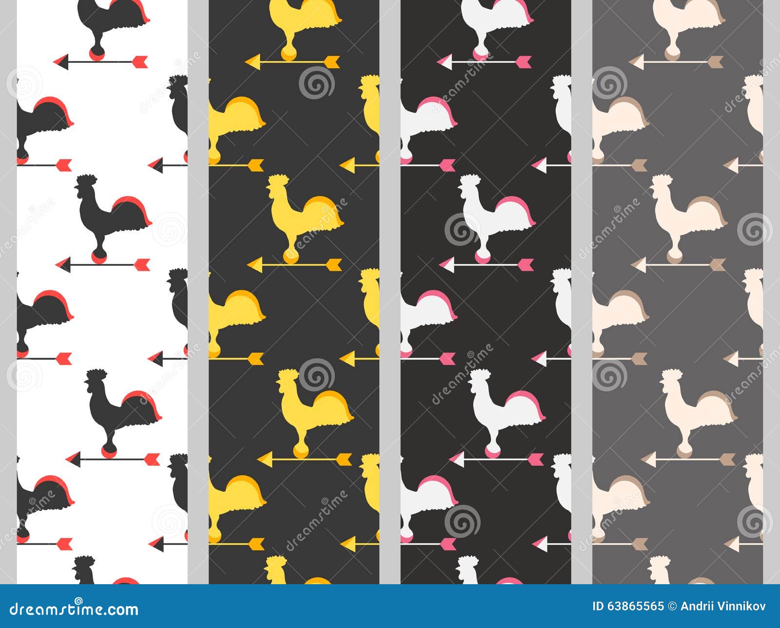 Weather Vane Rooster. Seamless Pattern. Stock Vector - Illustration of ...