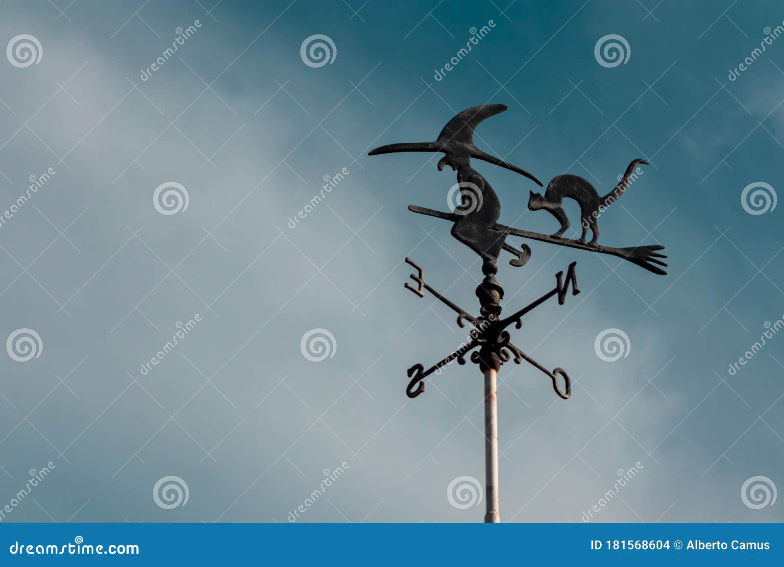 Weather vane of a witch. stock photo. Image of beautiful - 181568604