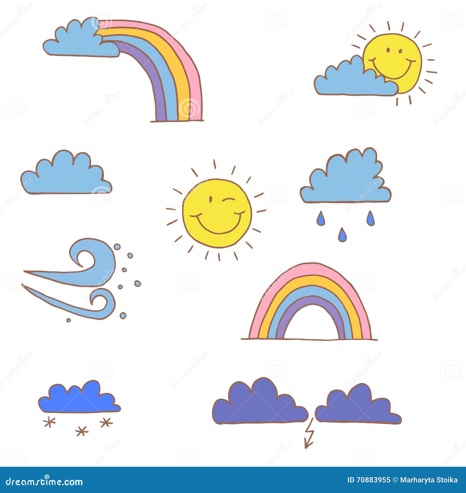 Weather Vector. Cartoon Nature of a Child S Drawing. Stock Vector ...