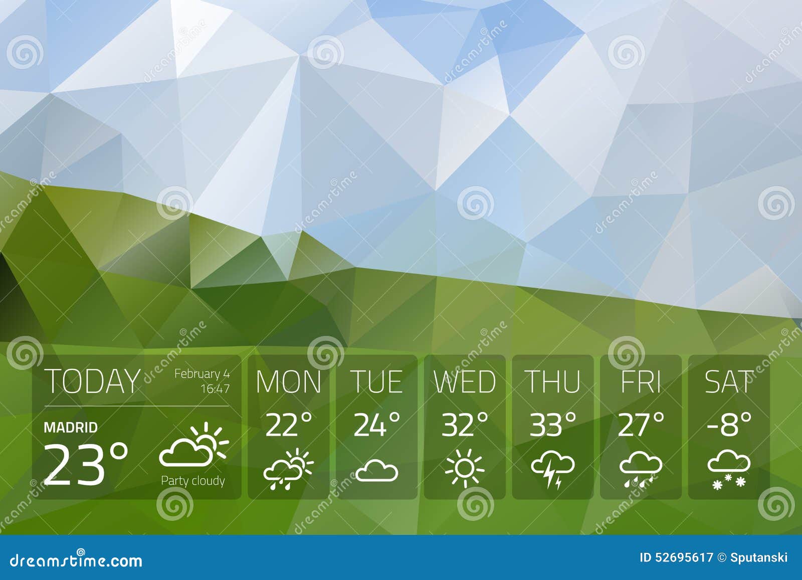 Weather Widget Template And Sky Theme Background Cartoon Vector ...