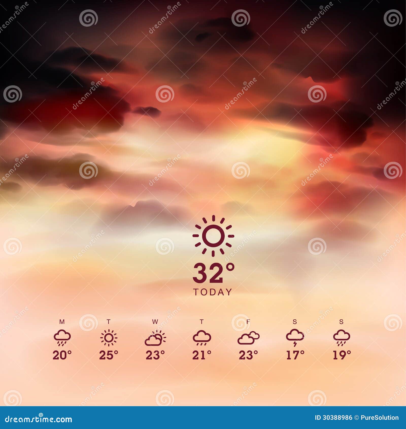 Weather Widget Template And Sky Theme Background Cartoon Vector ...