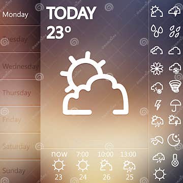 Weather Widget UI set . stock vector. Illustration of icon - 43384820