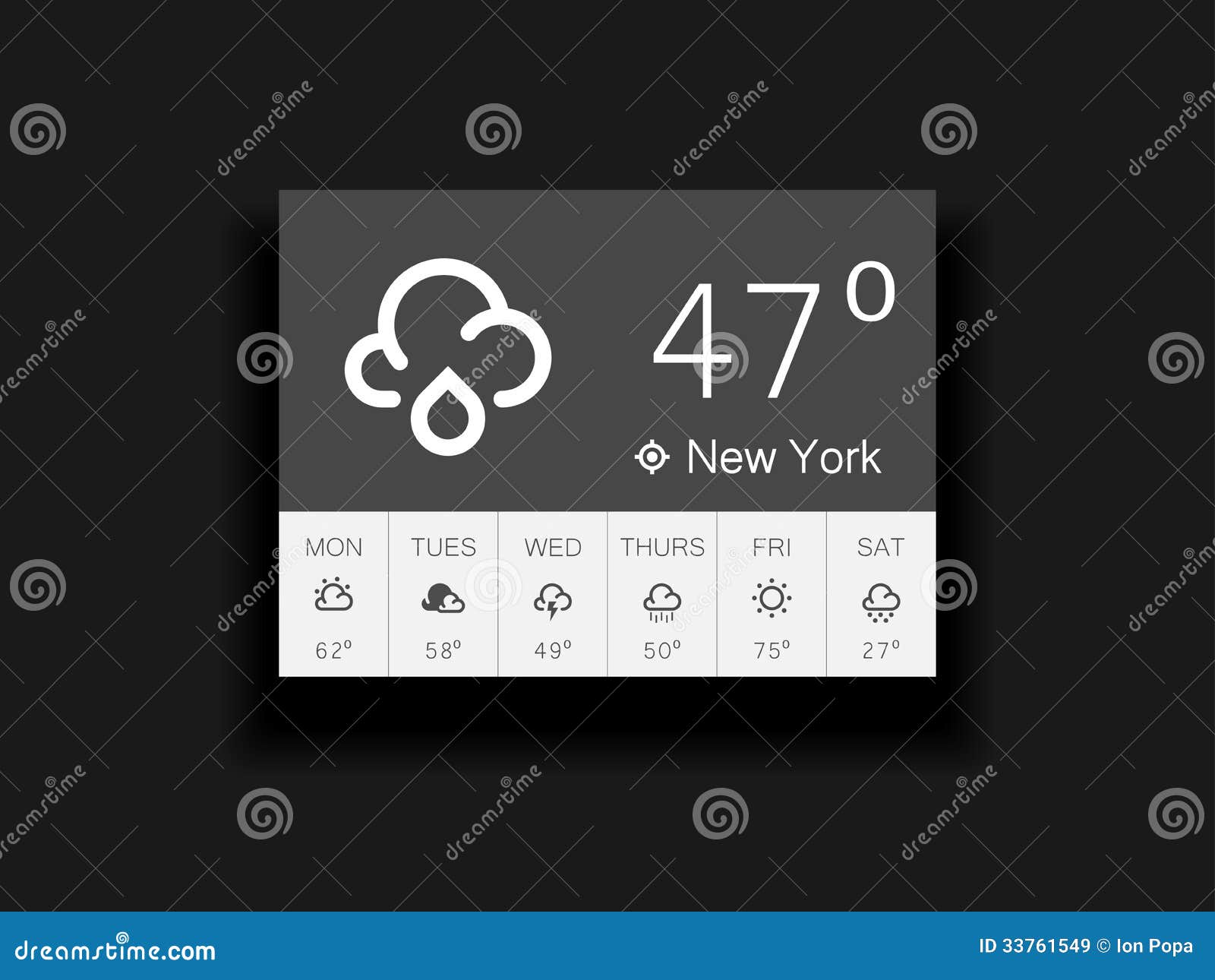 Weather Widget Template And Sky Theme Background Cartoon Vector ...