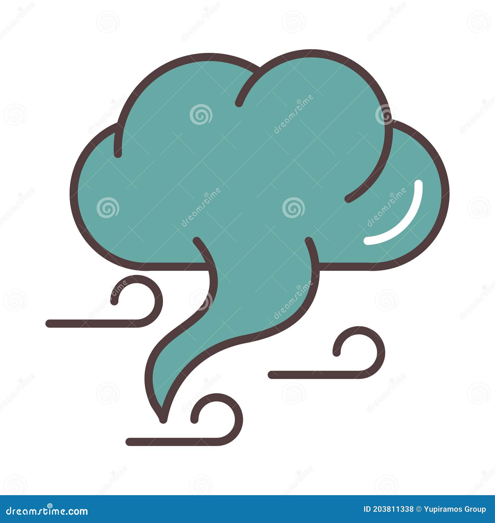 Weather Windy Cloud Line and Fill Style Stock Vector - Illustration of ...