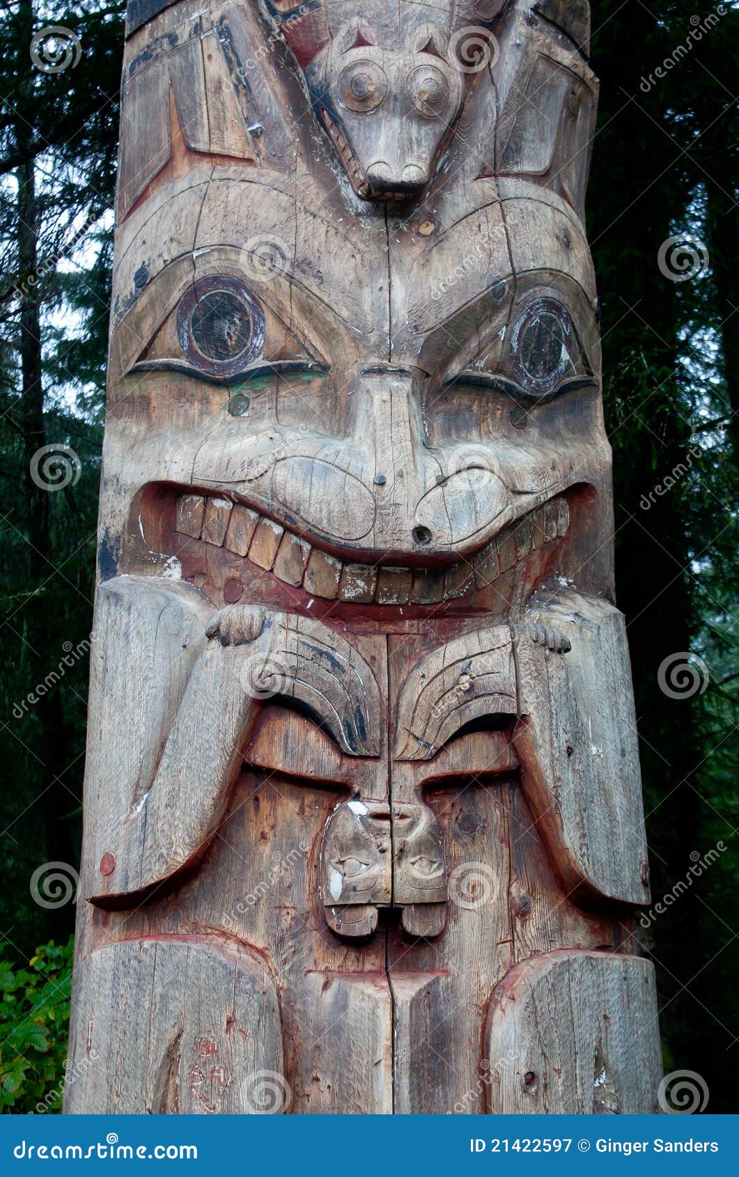 Weathered Alaska Totem Pole Stock Image - Image of sculpture, totem ...