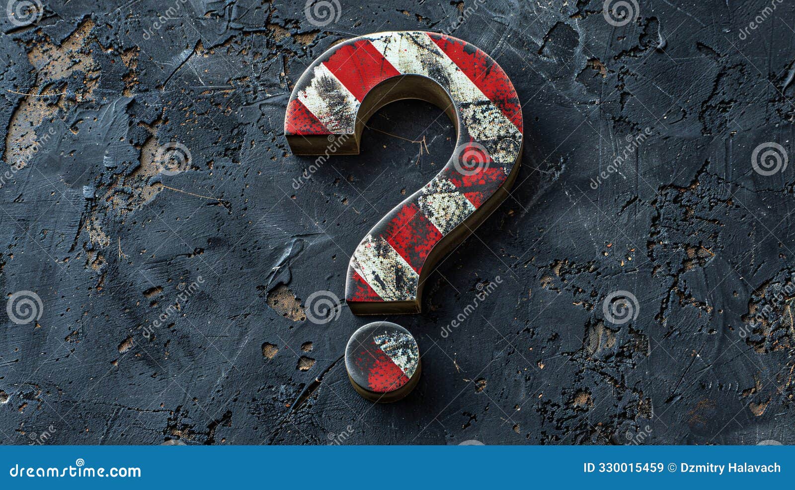Weathered American Flag Question Mark on Rustic Metal Surface Stock ...