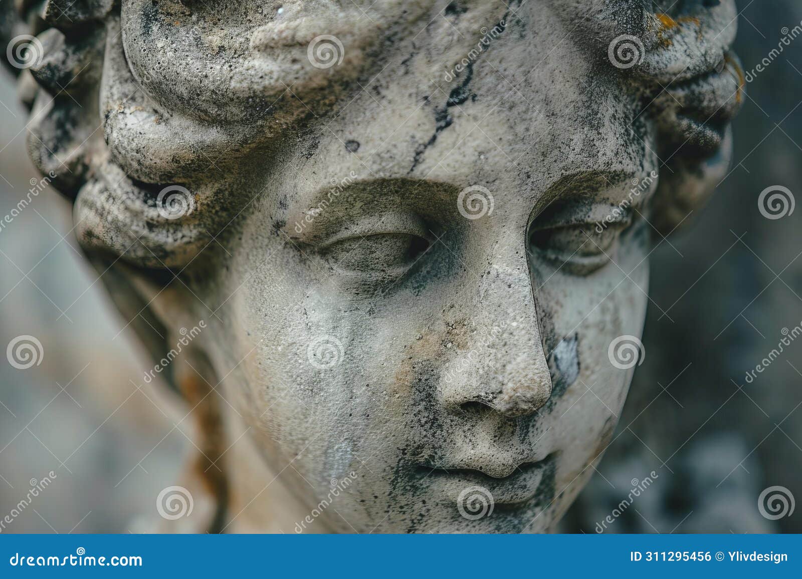 Weathered Ancient Statue Head. Generate Ai Stock Photo - Image of ...