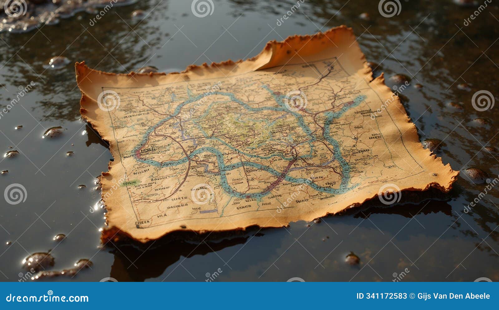 Weathered Battle Map in Muddy Puddle Ink Smudged Stock Illustration ...