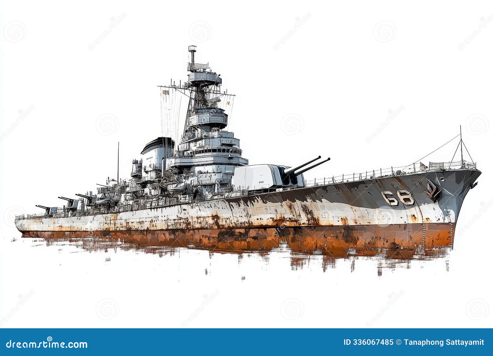 Battleship Side View. Navy Army Combat Transport Stock Photo ...