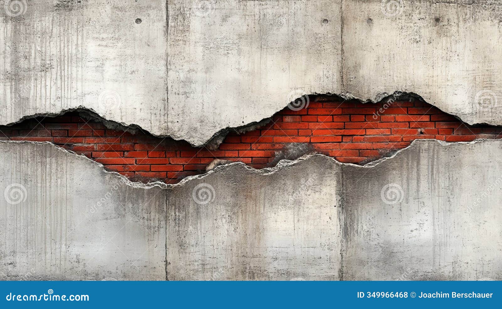 Weathered Concrete Revealing Hidden Brick Wall Beneath Stock Photo ...