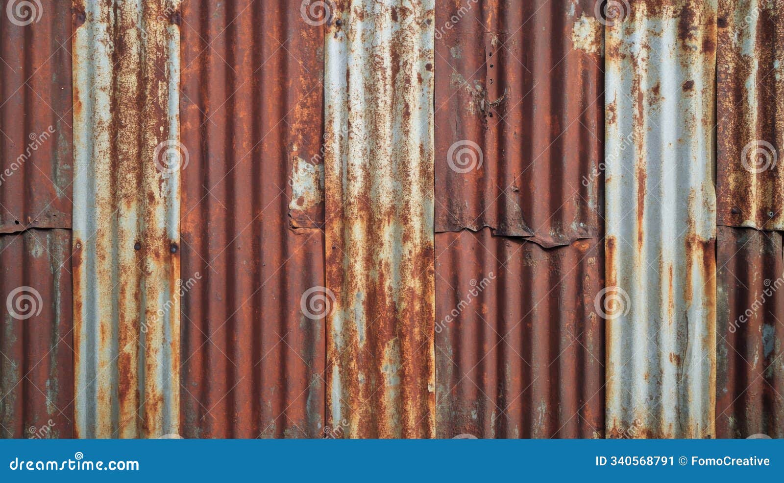 Weathered Corrugated Metal Sheet with Rust and Faded Paint Stock ...