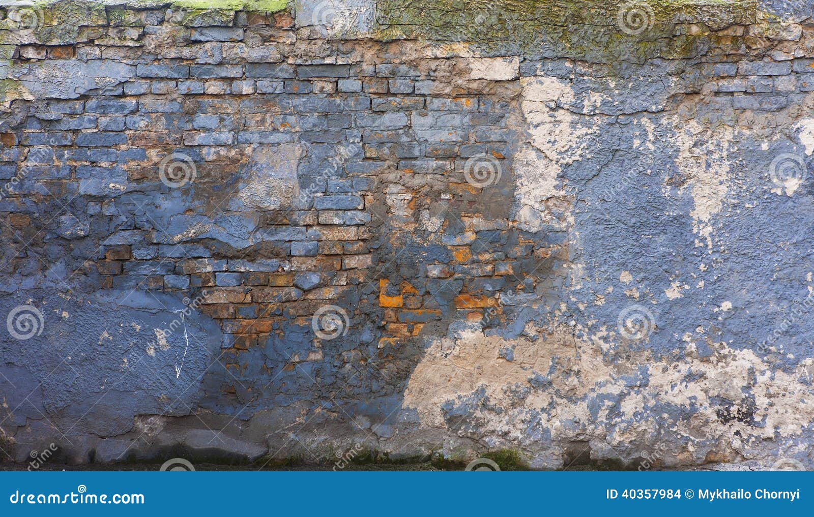 Weathered Cracked Blue Wall with White Stains Stock Photo - Image of ...