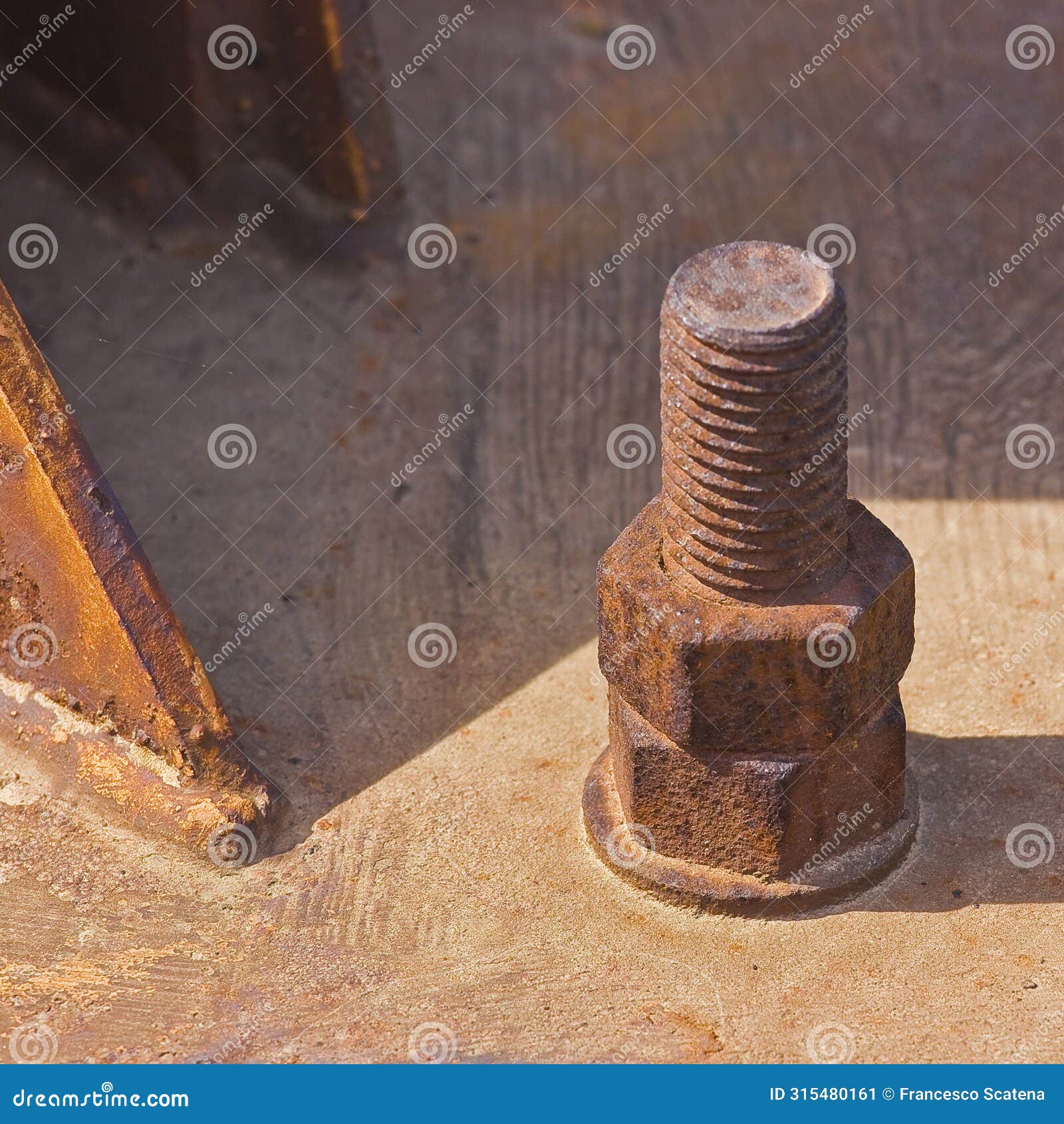 Weathered and Decaying Metal Framework with Rust-encrusted Bolts and ...