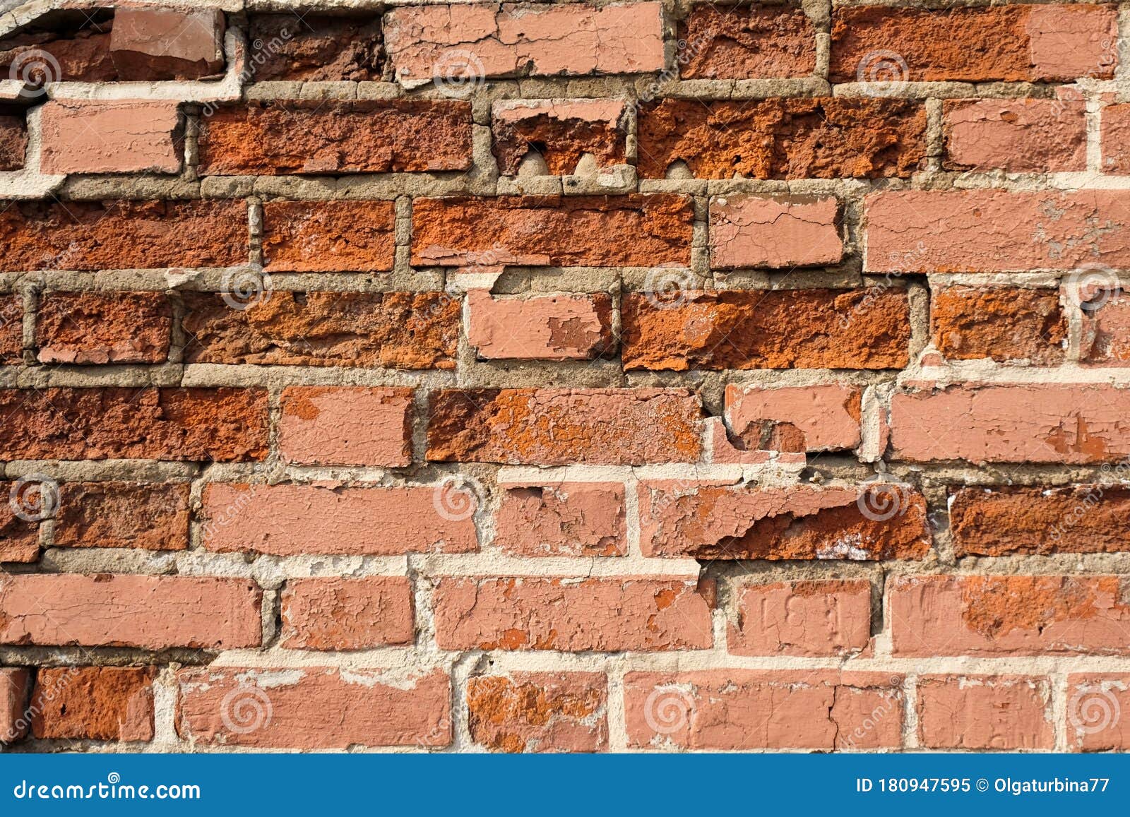 Weathered Destruction of Ancient Brick Building Wall. Stock Image ...