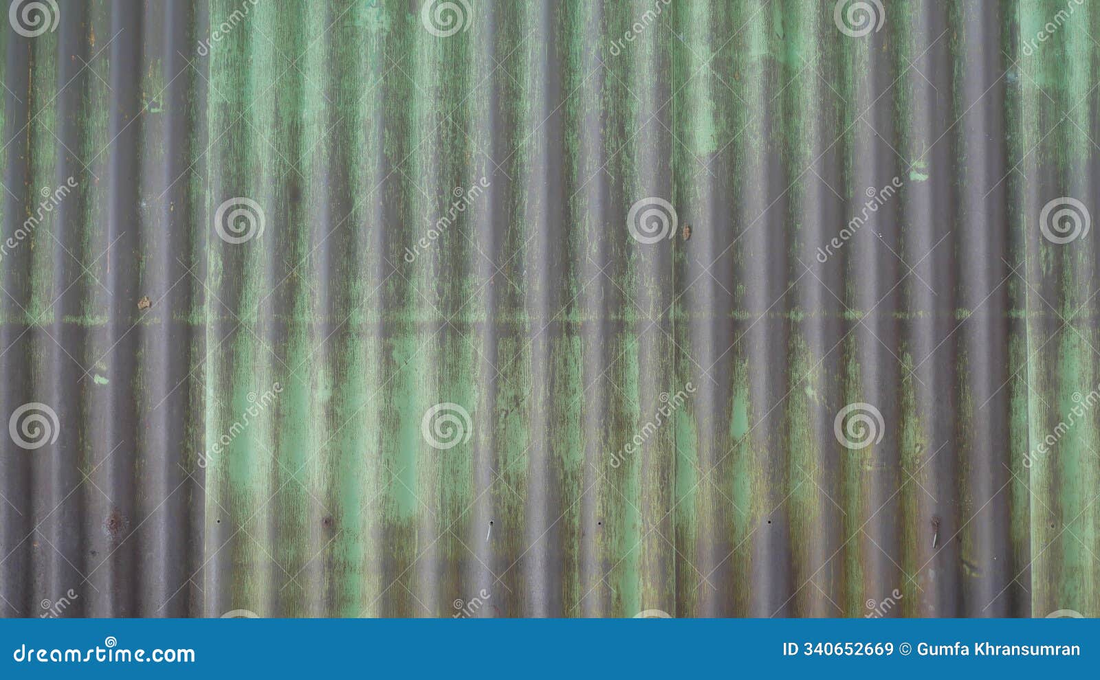Weathered Green Corrugated Metal Surface with Vertical Lines and ...