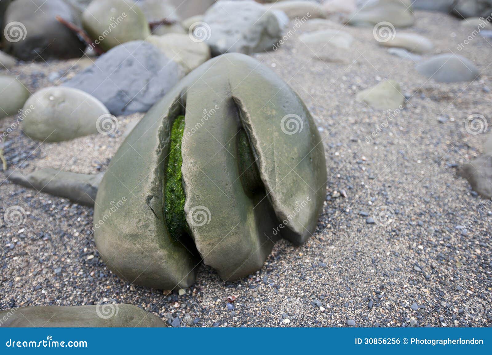 Weathered Grooves in a Stone, Ballinskellig Beach, Ireland Stock Photo ...