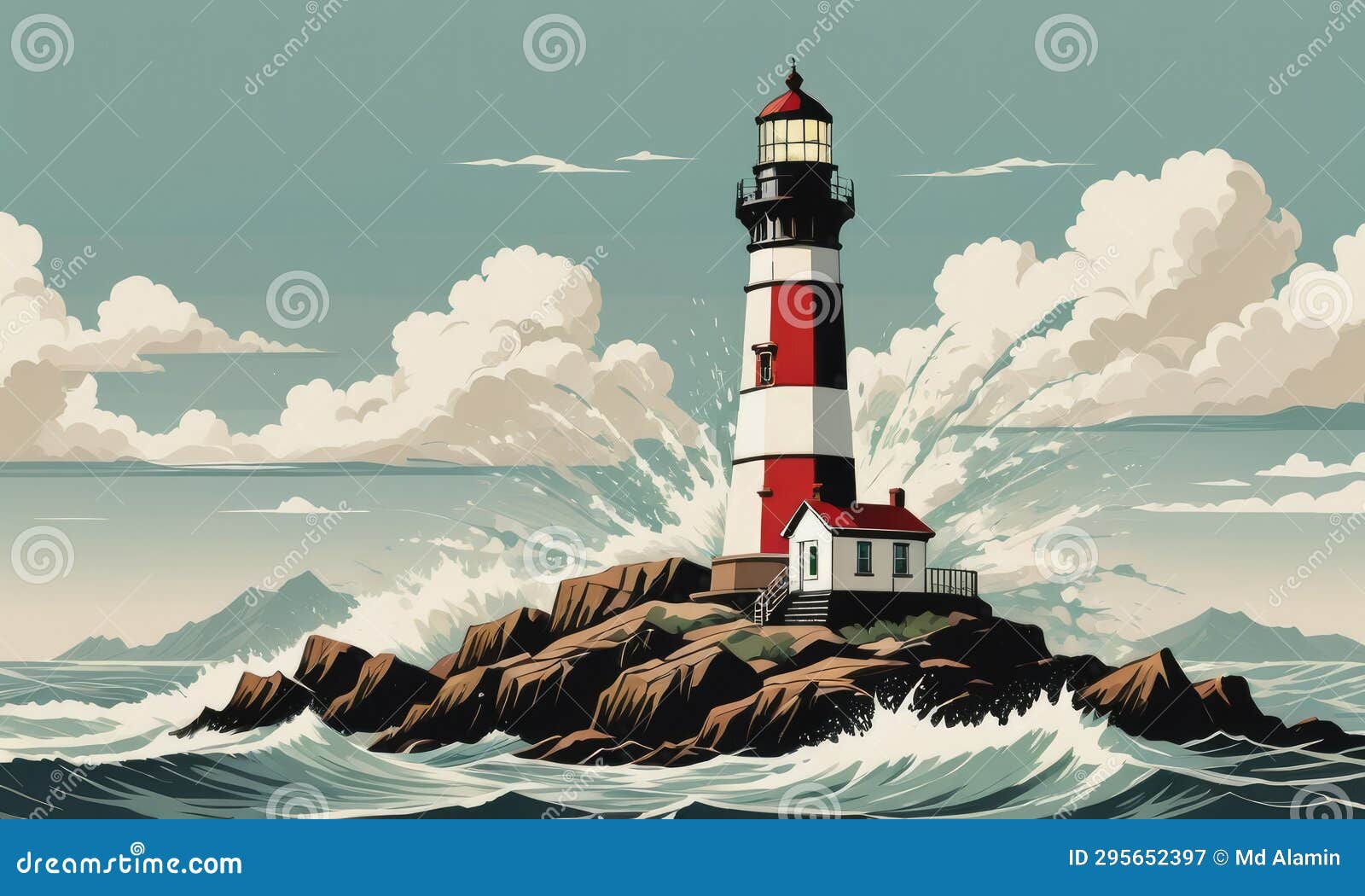 A Weathered Lighthouse: Caught in the Midst of a Mighty Splash Stock ...