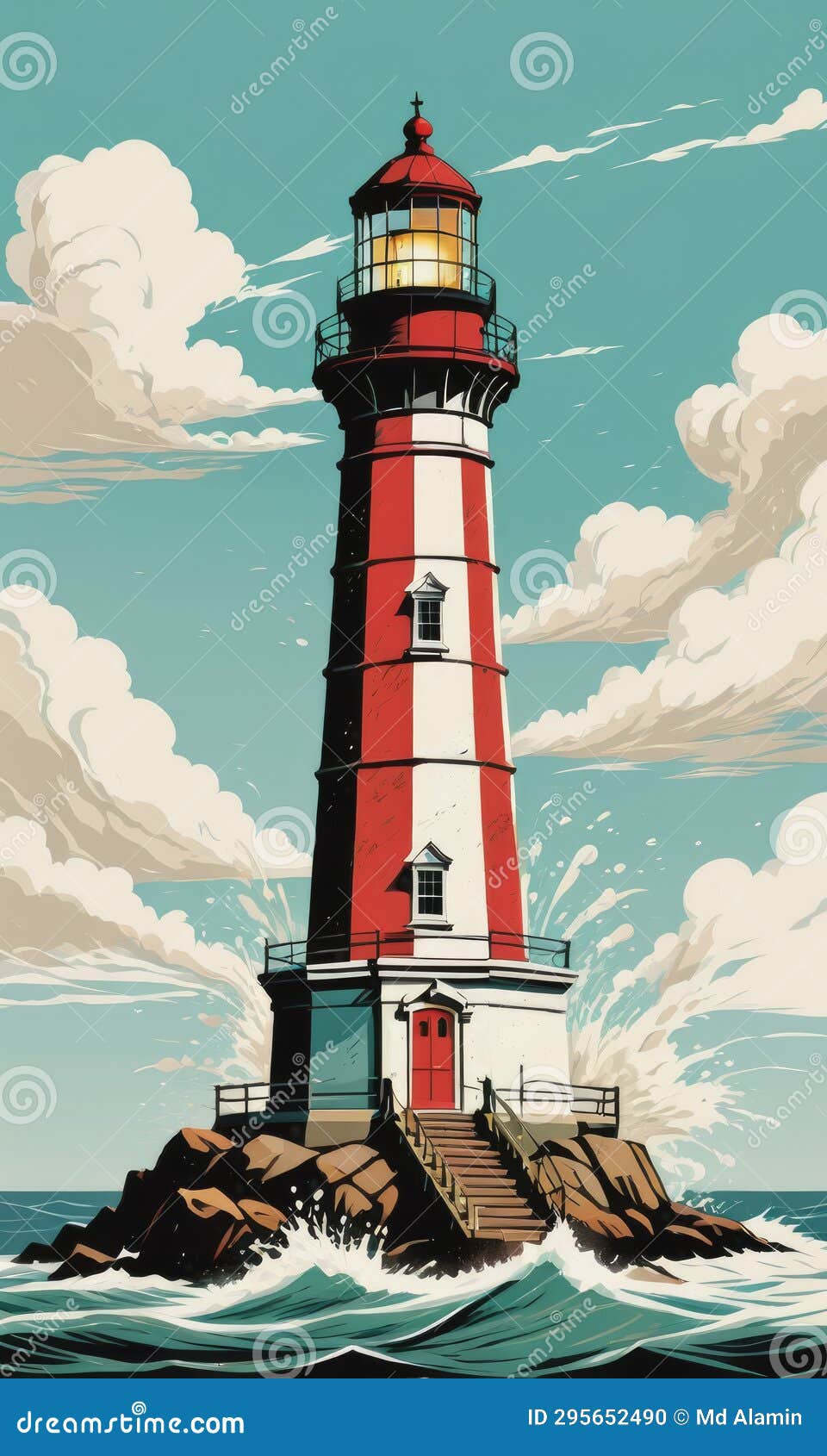 A Weathered Lighthouse: Caught in the Midst of a Mighty Splash Stock ...