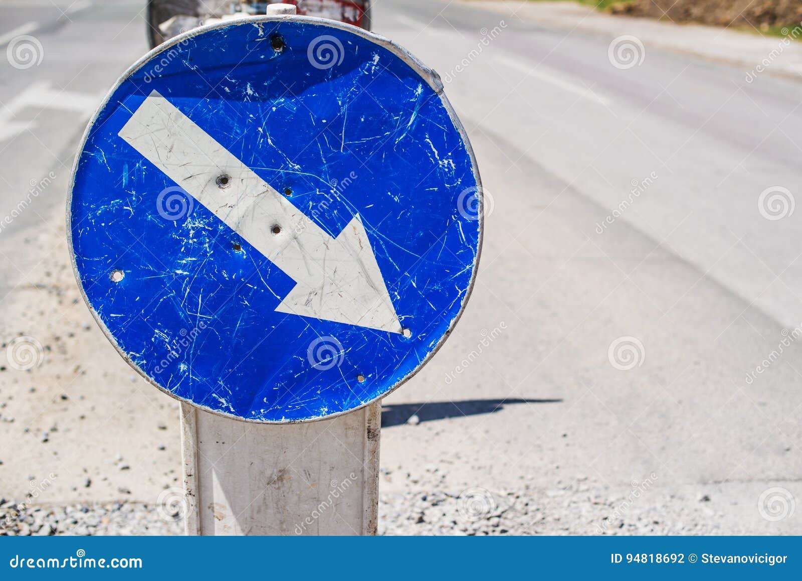 Direction And Mandatory Speed Sign Above Motorway A20 With Split ...