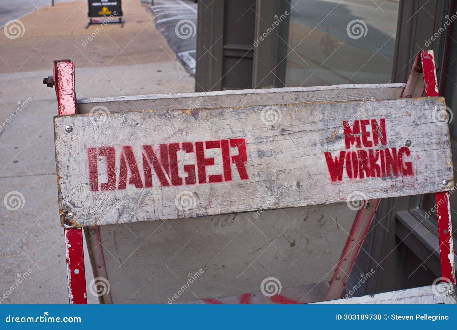 Weathered Men Working Sign in St. Louis Stock Photo - Image of folding ...