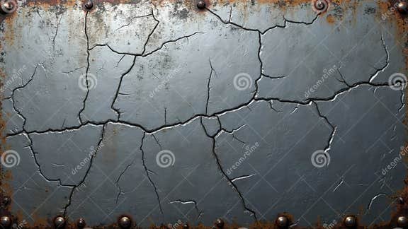 A Weathered Metal Panel with Visible Cracks and Rust Set Against an ...