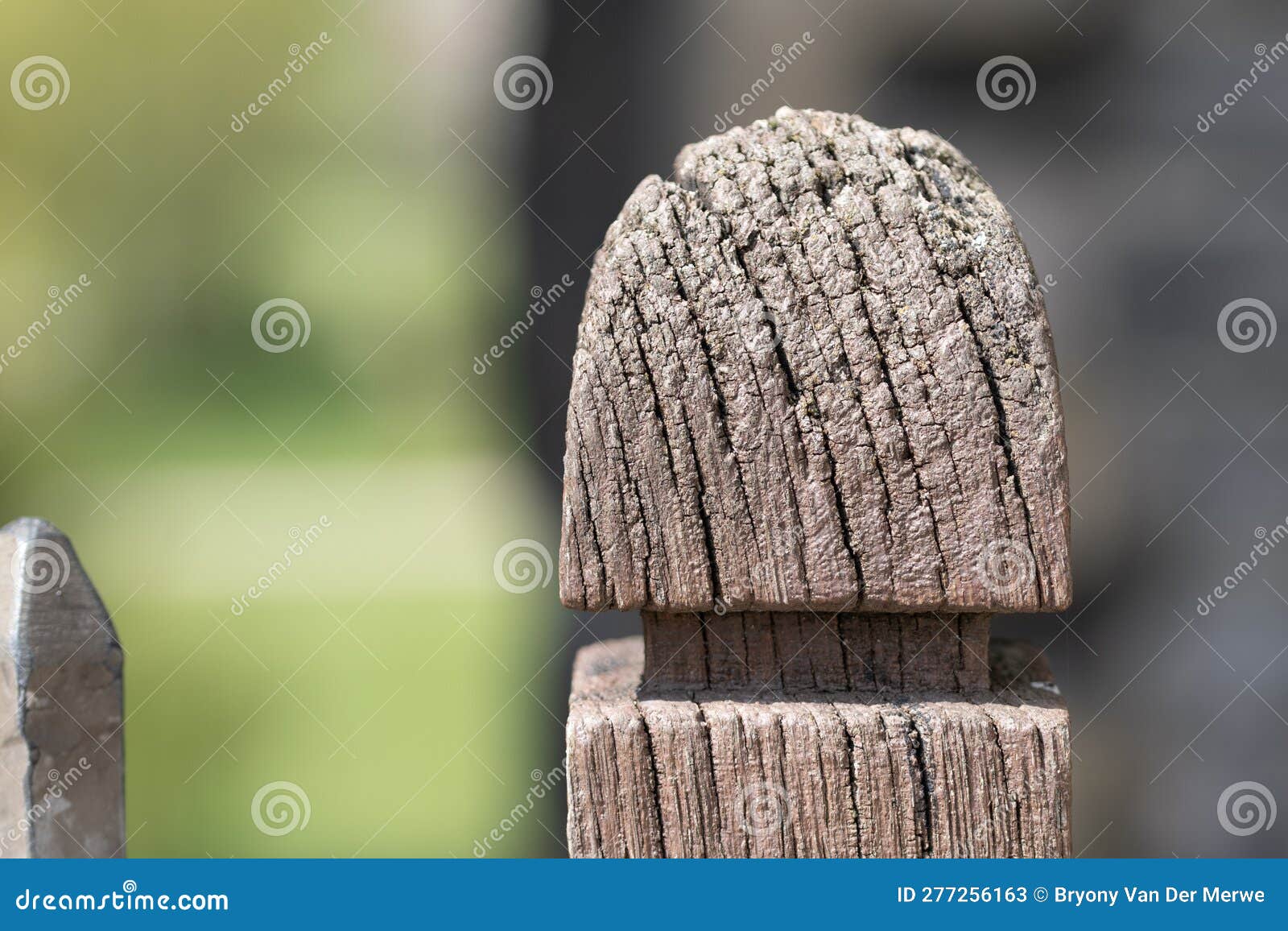 Close-up of of Weathered Solid Wood Fence Post Stock Image - Image of ...